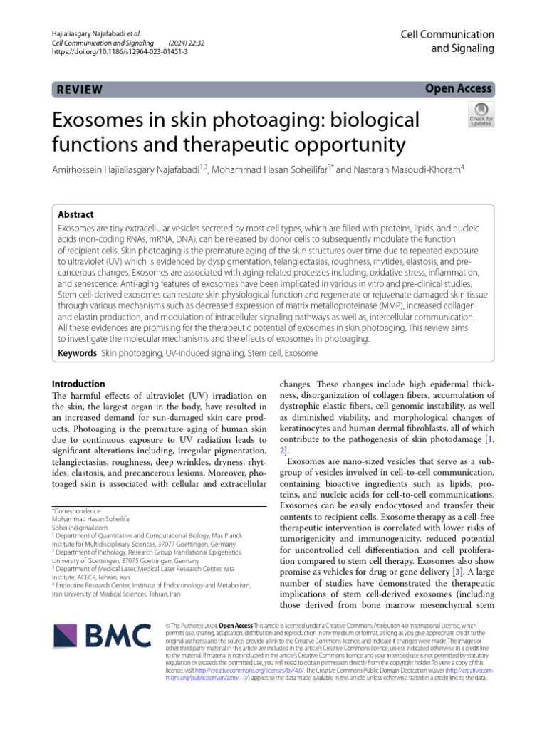 Exosomes in Skin Photoaging | PDF | Reactive Oxygen Species | Dna Repair