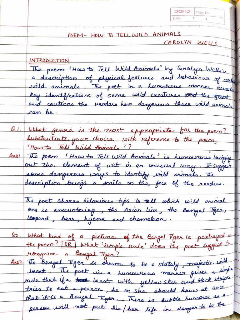 Poem - How To Tell Wild Animals | PDF