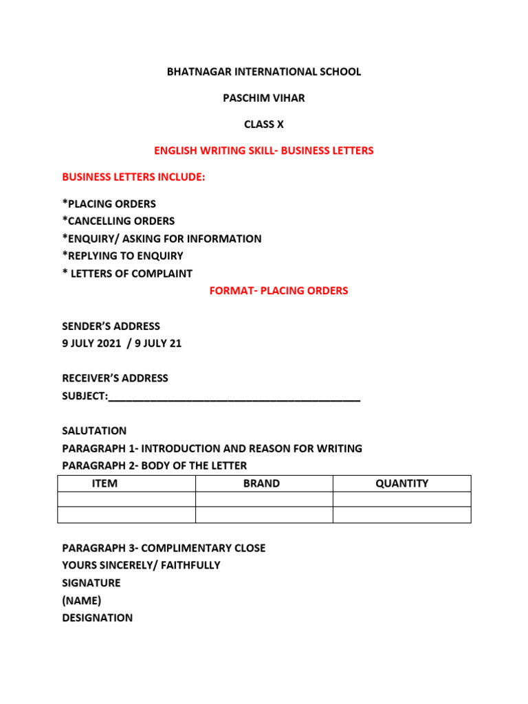 Formal Letters - Placing and Cancelling Orders | PDF