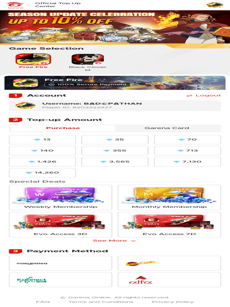 Garena Topup Center | PDF