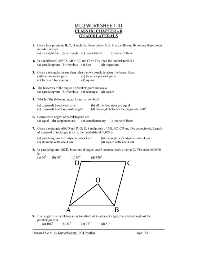 M.S. Kumarswamy, TGT (Maths) Class 9 | PDF