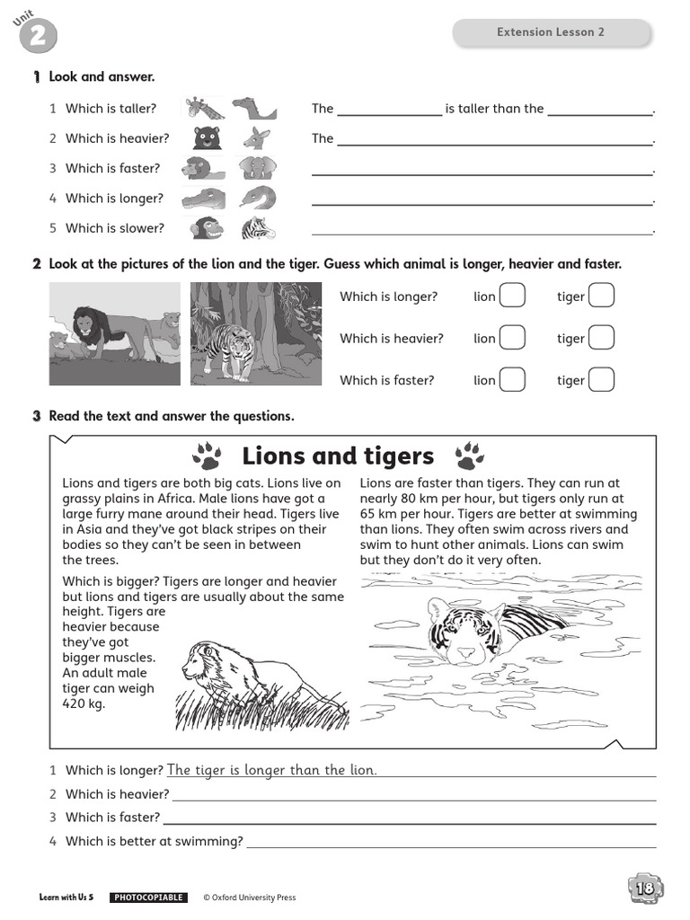 LWU 5 Extension Unit 2 | PDF | Lion | Tiger