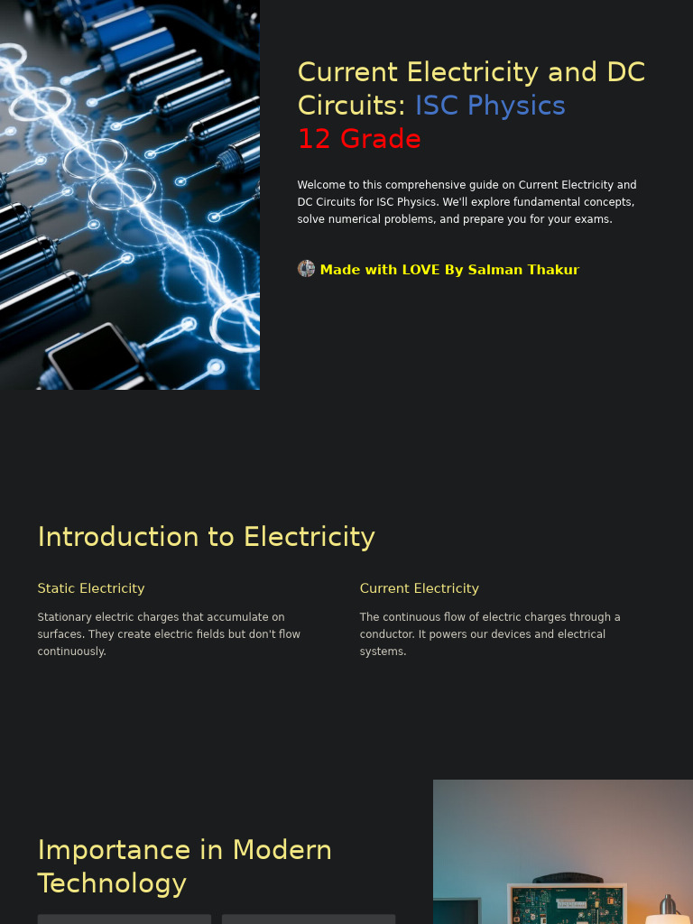 Current Electricity and DC Circuits ISC Physics 2 | PDF | Electrical ...