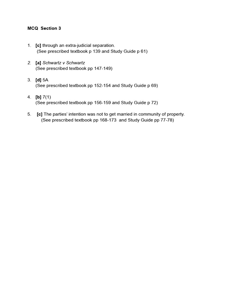Answers To Multiple-Choice Questions Section 3 | PDF