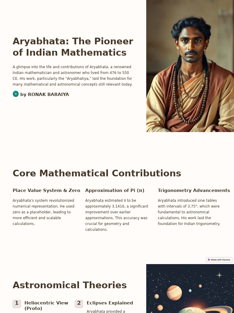Aryabhata The Pioneer of Indian Mathematics | PDF