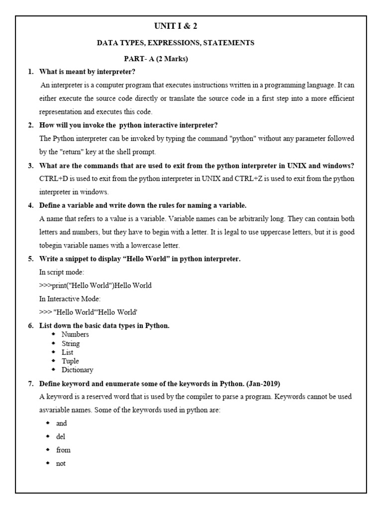 PDS Question Bank Unit 1 and 2 | PDF | Boolean Data Type | Parameter (Computer Programming)
