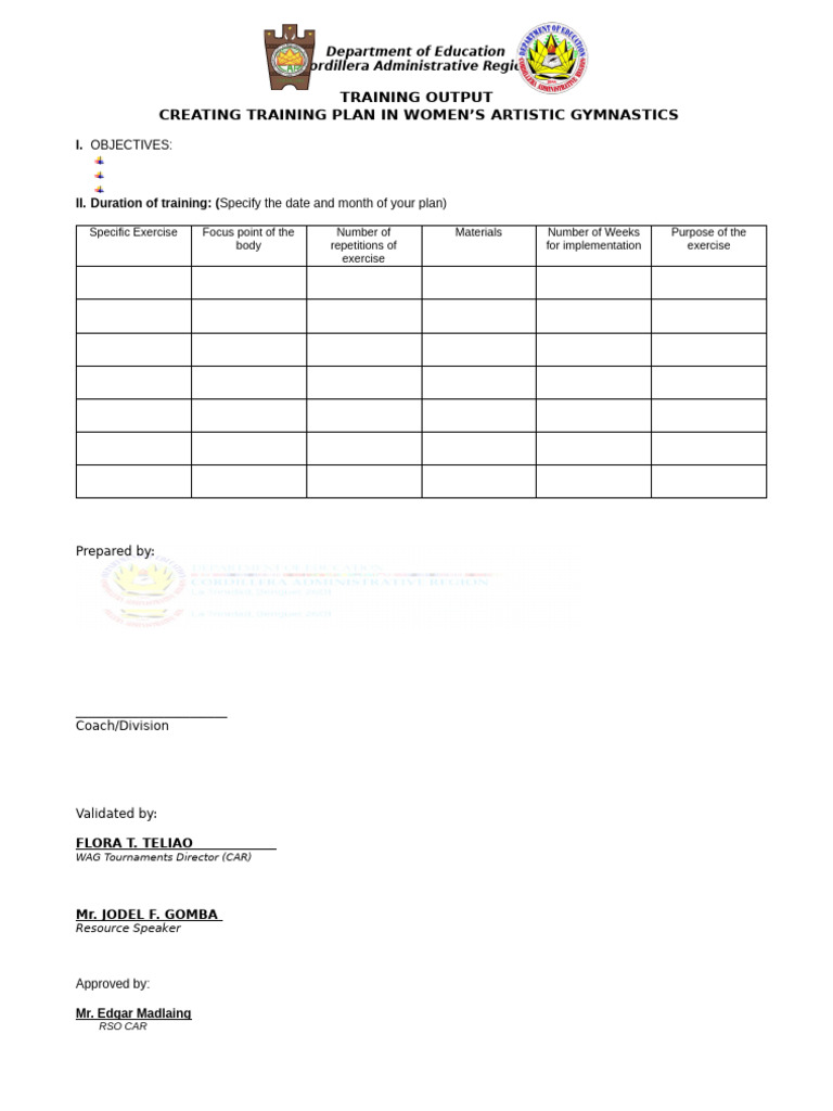 Women's Artistic Gymnastics Training Plan | PDF
