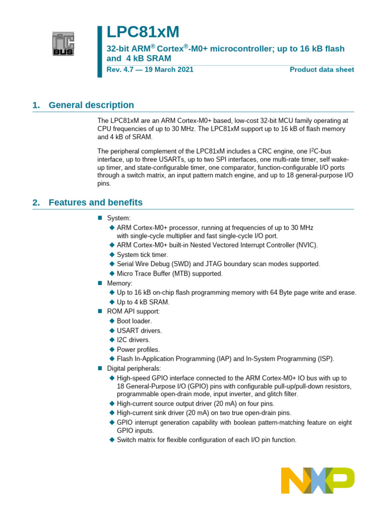 LPC81xM Microcontroller Overview | PDF | Microcontroller | Computer Engineering