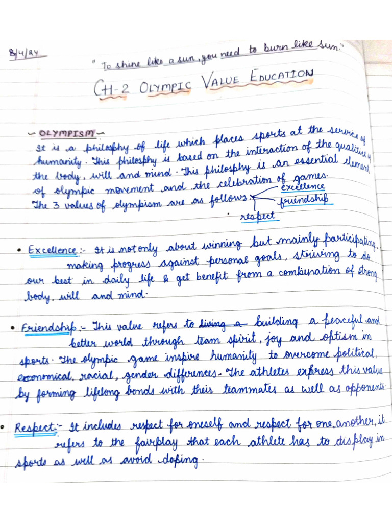 Physical Education Ch 2 Olympic Value Education Pdf