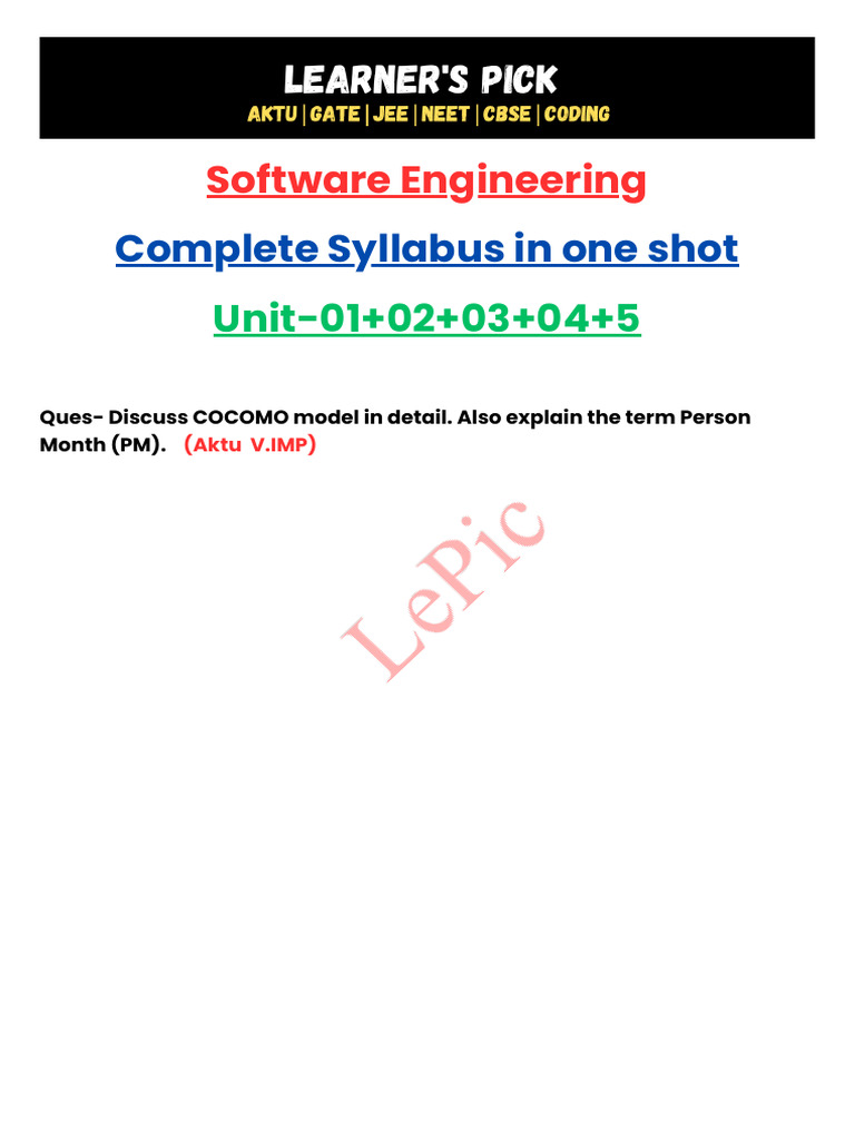 Software Engineering Syllabus Overview | PDF | Feasibility Study ...