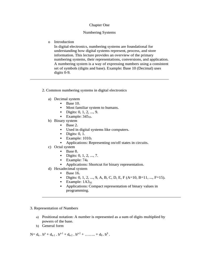 Chapter One, Numbering System | PDF | Numbers | Encodings