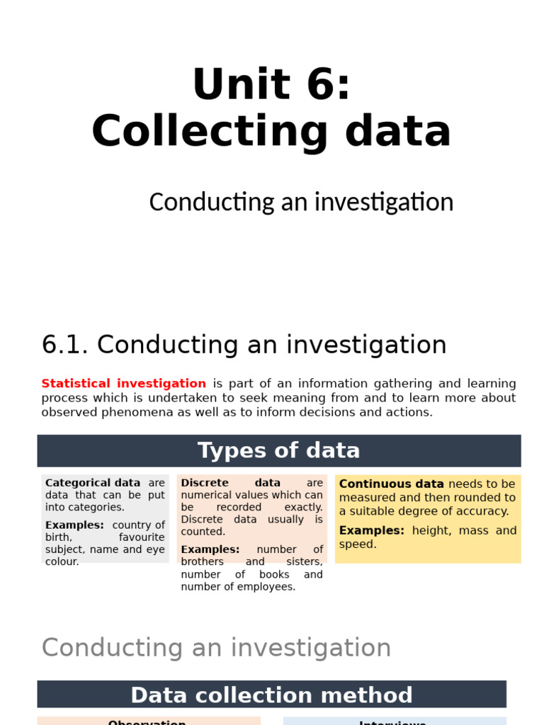 Unit 6 Collecting Data | PDF