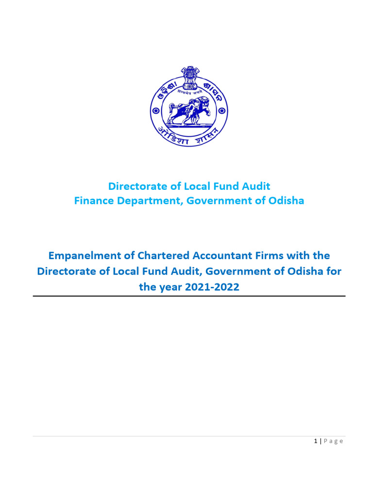ToR For Empanelment of CA Firms With The DLFA For The Year 2021 2022 ...