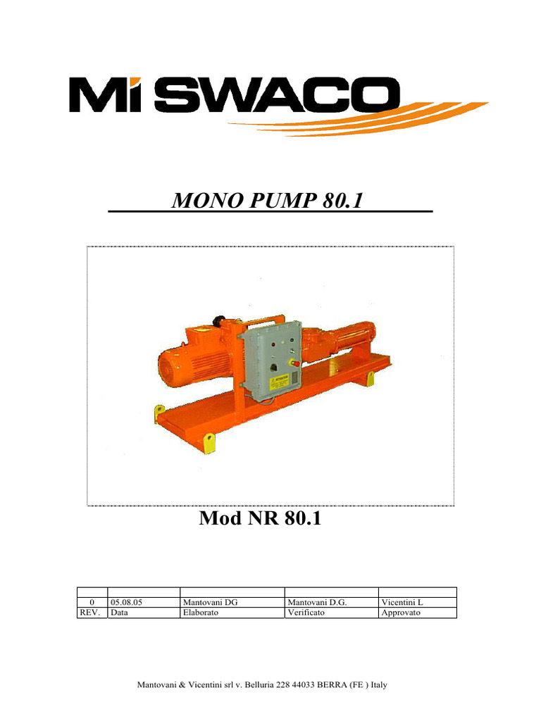Mono Pump 80 - Manual | PDF | Pump | Machines