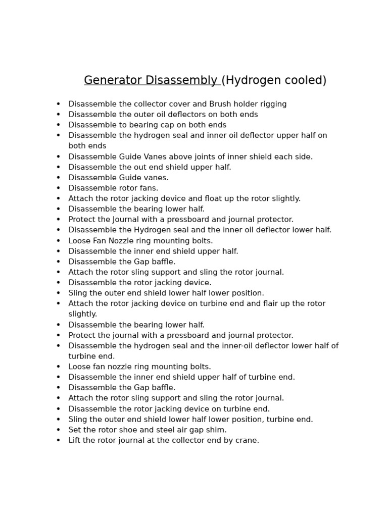 Generator Disassembly | PDF