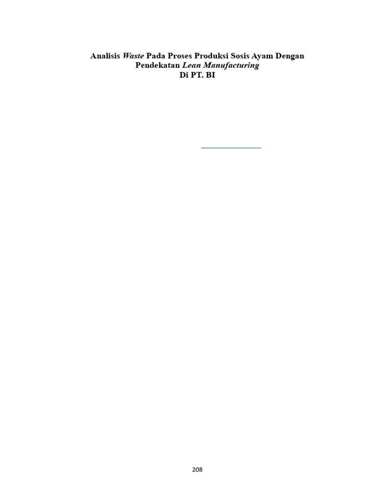 Analisis Waste Pada Proses Produksi Sosis Ayam Dengan Lean Manufacturing | PDF