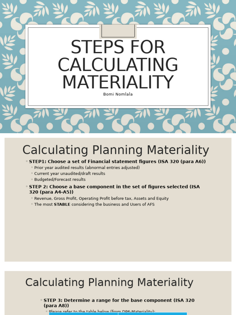 Steps For Calculating Materiality | PDF | Accounting | Financial Services