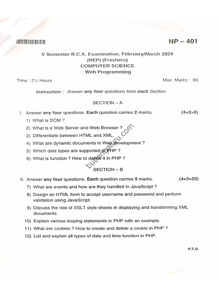 2024 - 5th Sem BCA Web Programming 2024 | PDF