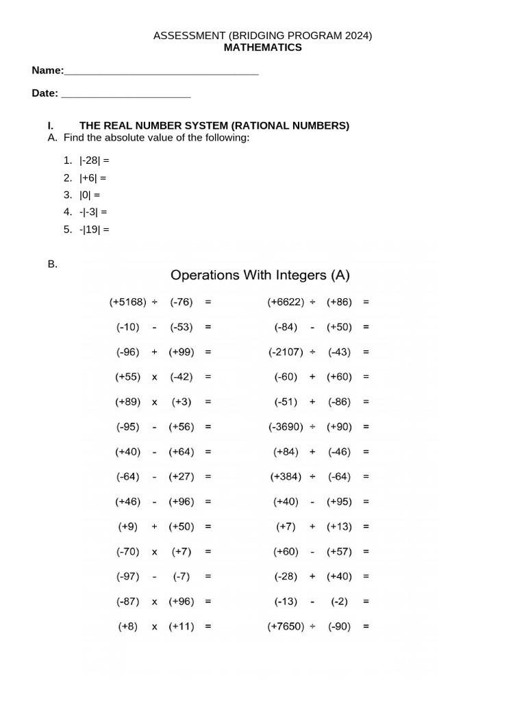 ASSESSMENT Bridging Program | PDF