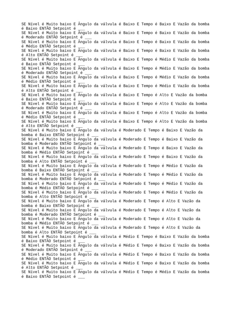 Regras Fuzzy Nivel Setpoint | PDF