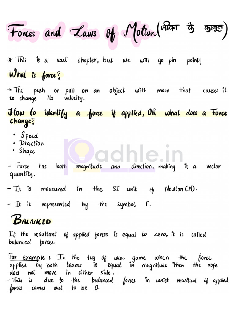 Hand Written Notes Lwas of Motion | PDF