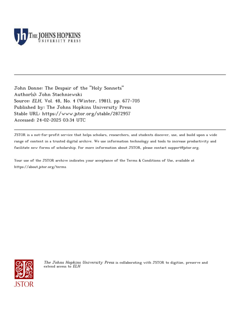 The Despair of The Holy Sonnets | PDF