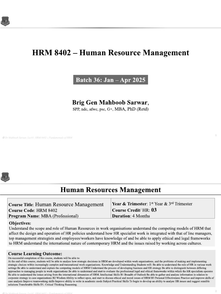 HRM 1 | PDF