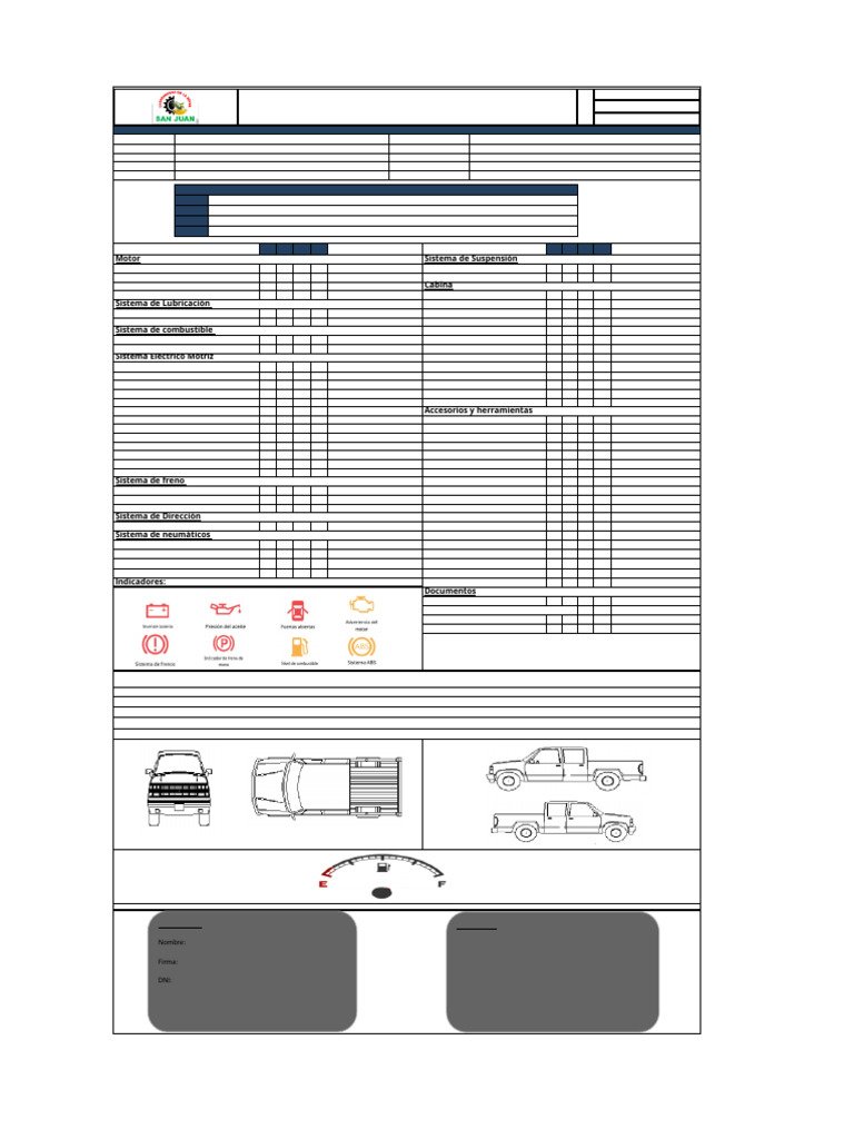Check List de Evaluación de Camioneta | PDF | Tecnologías automotrices ...