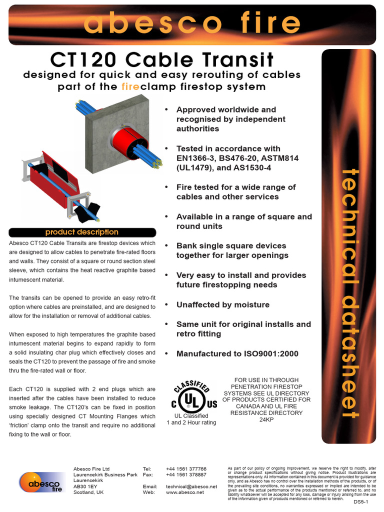 Abesco Ct120 Cable Transit System Tds | PDF | Wall | Building Engineering