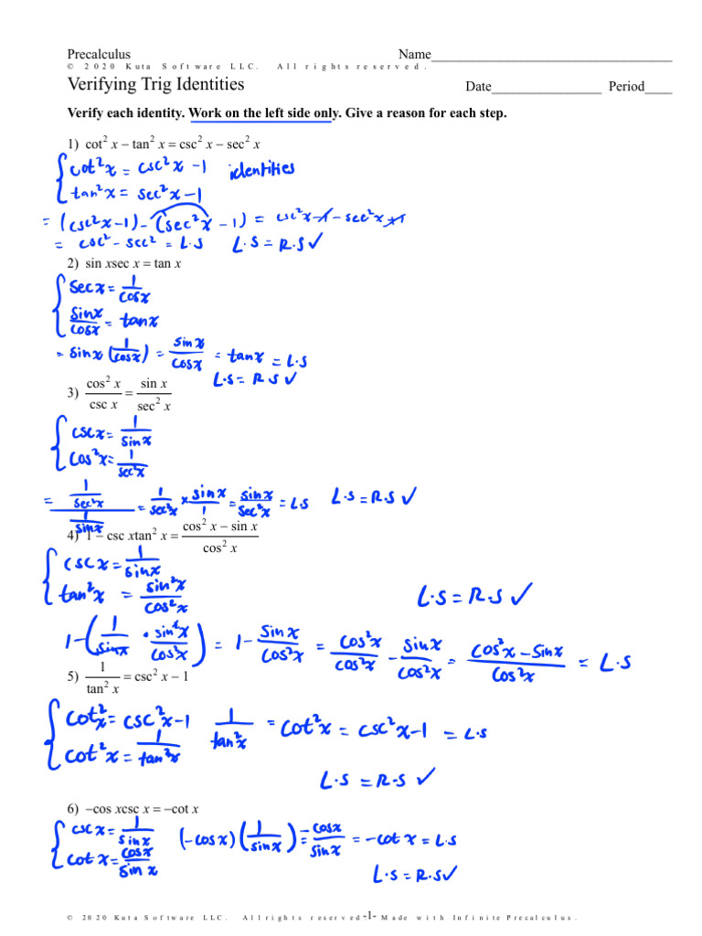Verifying Trig Identities 250531 164126 | PDF