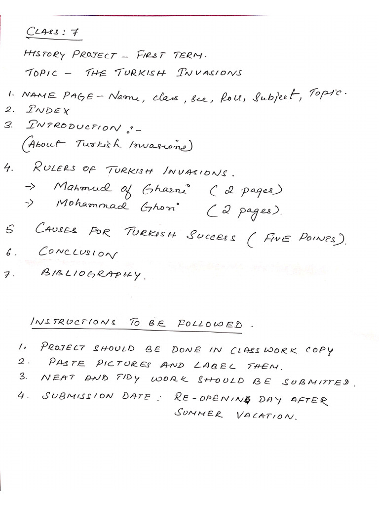 Class 7 History First Term Project | PDF