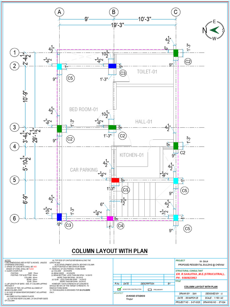 Column Layout Plan for Chennai Building | PDF | Column | Structural ...
