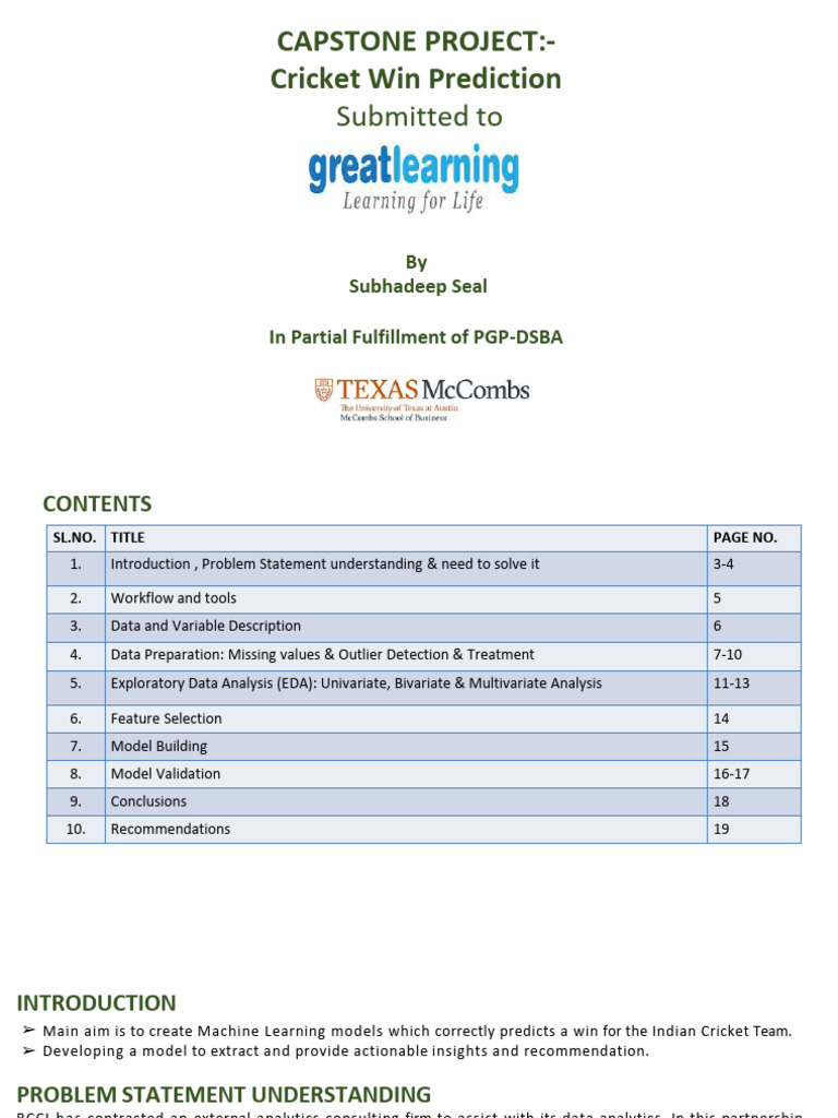 Capstone Final Project Report Cricket Win Prediction | PDF | Accuracy ...