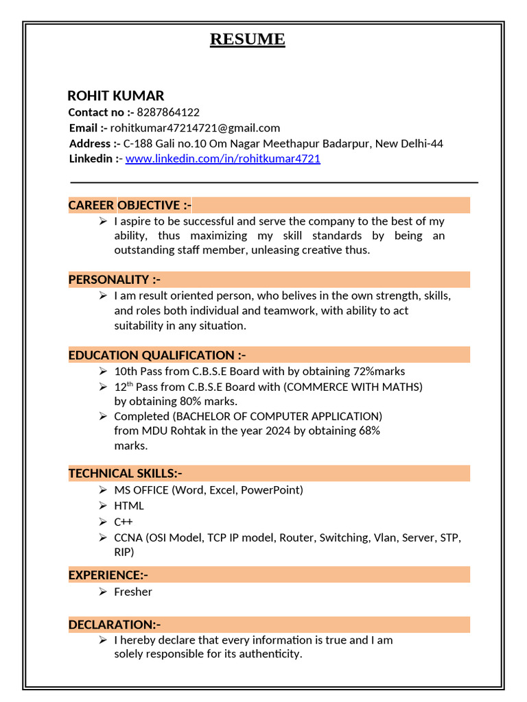 Rohit Kumar (Resume) 1 | PDF