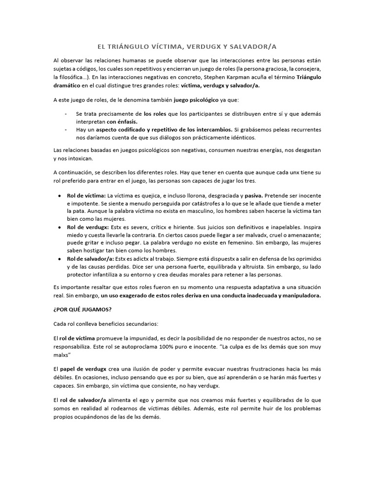 Triángulo Víctima Verdugx Salvador | PDF | Las emociones | Ciencias del ...