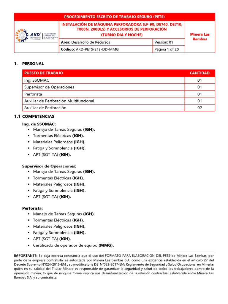 AKD-PETS-213-DD-MMG Instalación de Máquina Perforadora (LF-90, DE740 ...