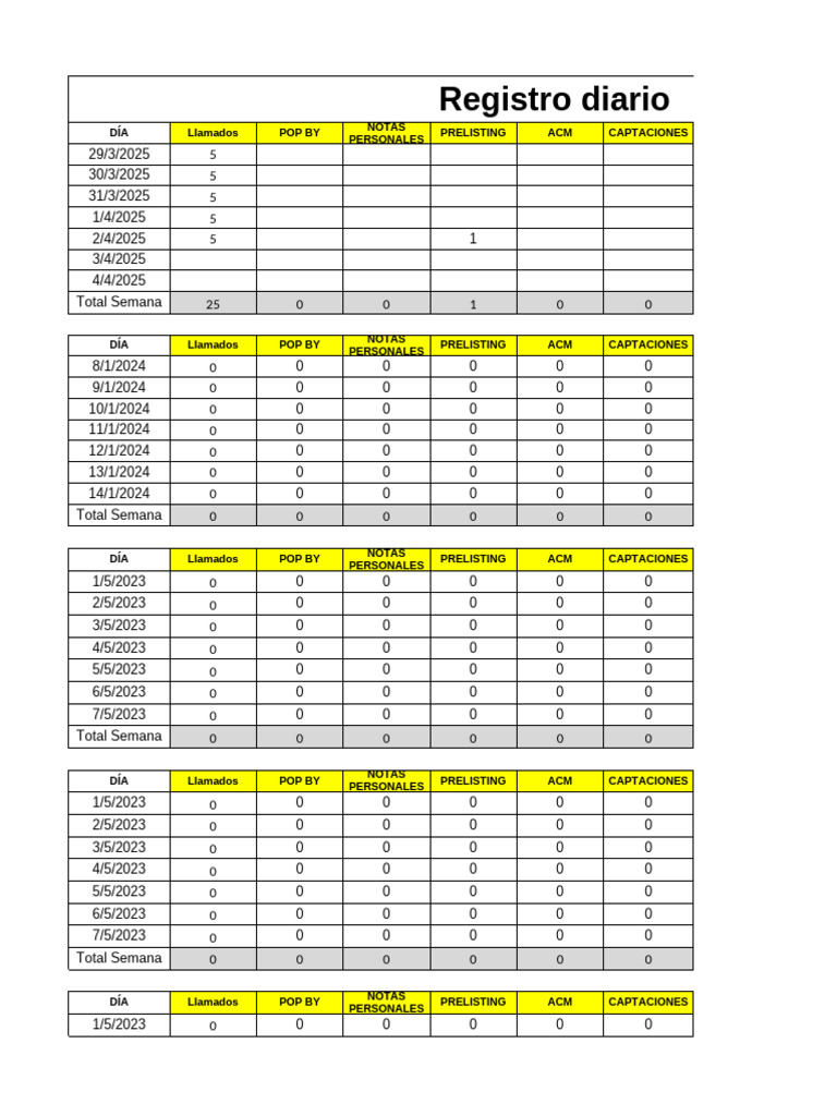 Registro Diario | PDF