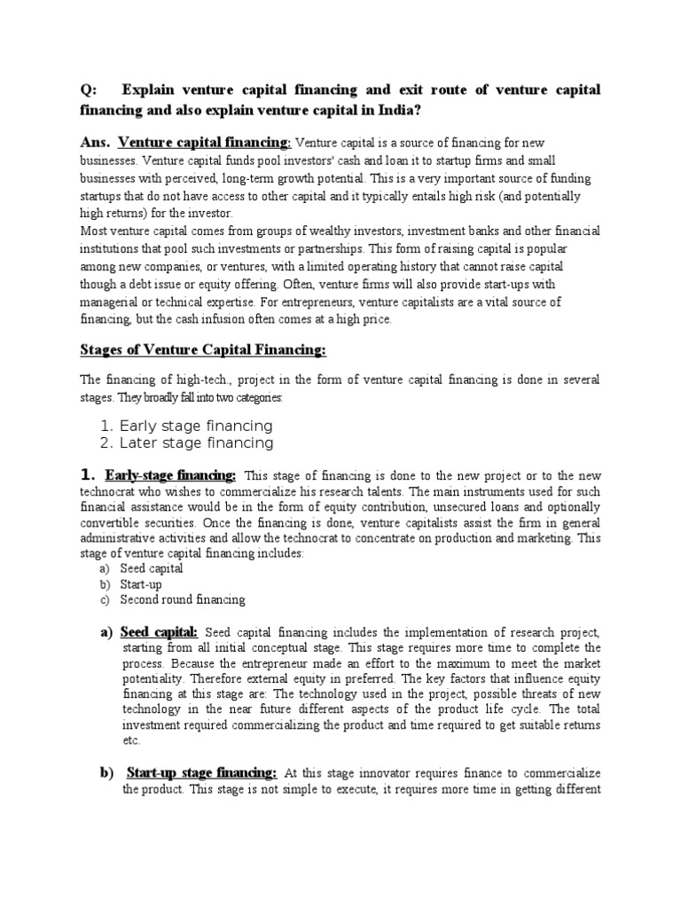 Venture Capital Financing Pdf Venture Capital Corporate Finance