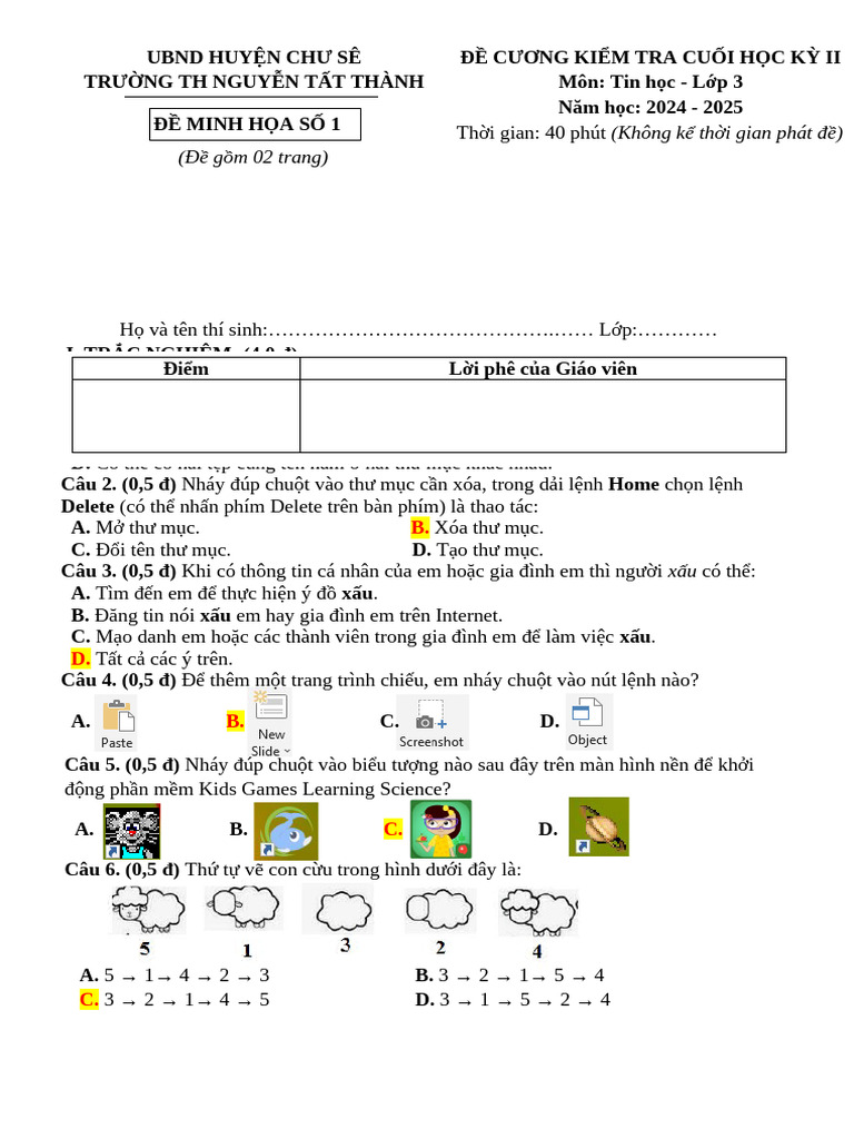 ĐỀ CƯƠNG TIN 3 | PDF