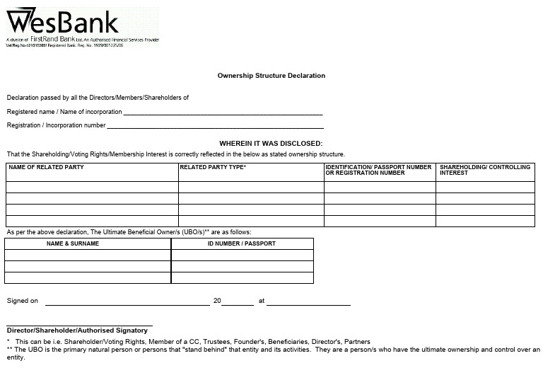 Ubo Form Wesbank | PDF