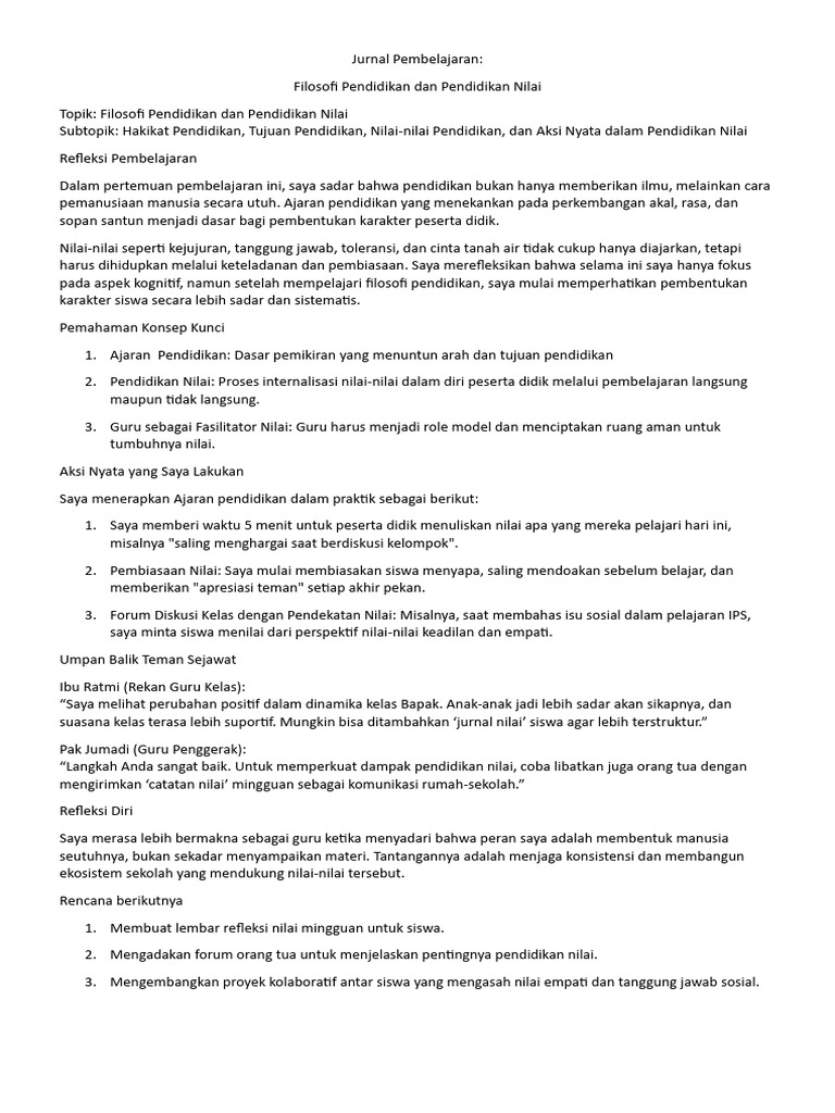 Jurnal Pembelajaran Filosofi Pendidikan Dan Pendidikan Nilai 2 | PDF