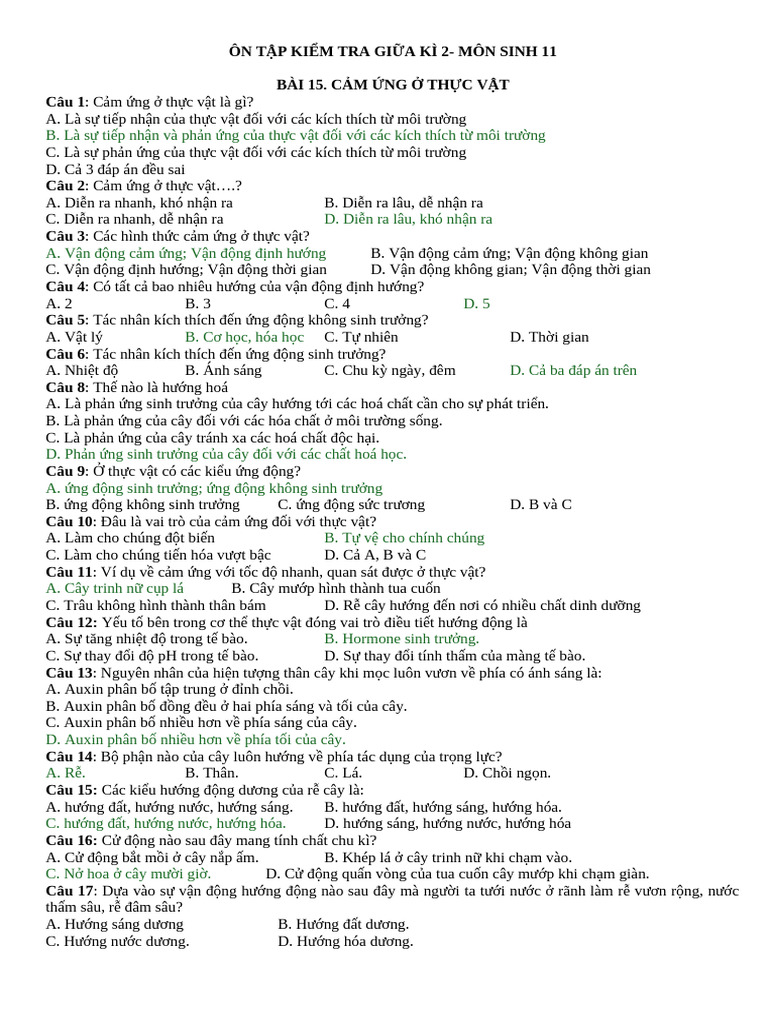 DC SINH 11 GK2!24!25 Đieuchinh | PDF