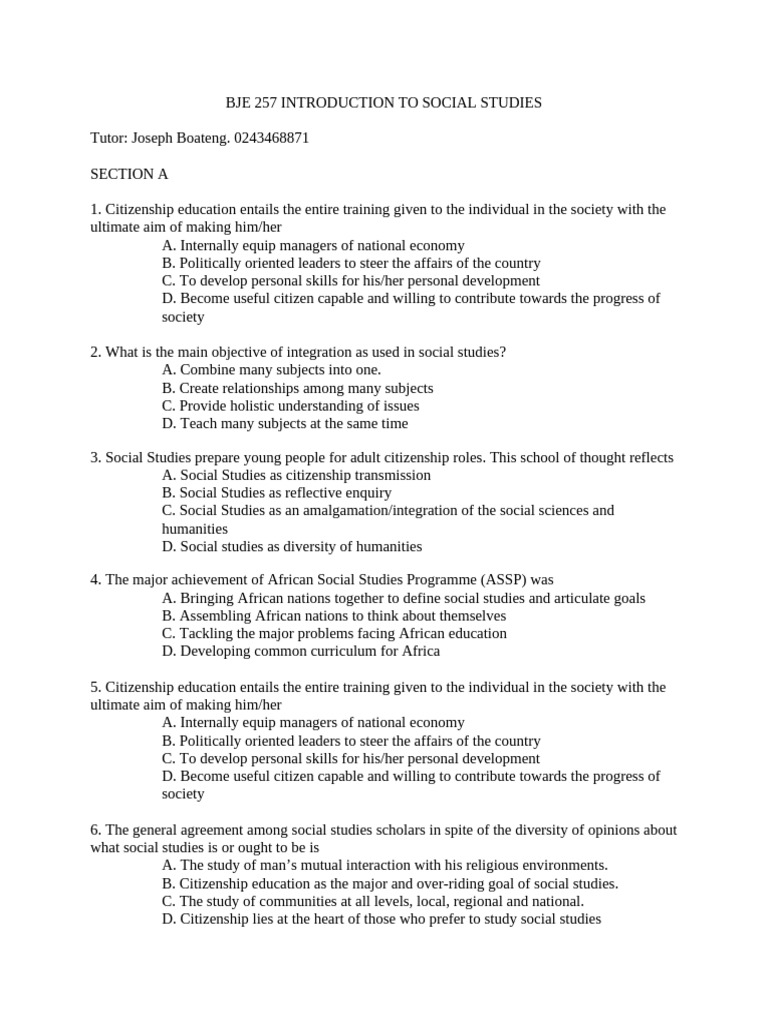 Sample Questions For Your Preparation | PDF | Learning | Teachers