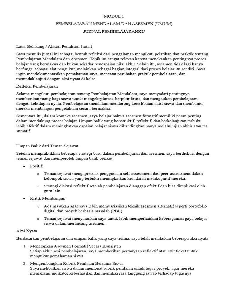 MODUL 1 Pembelajaran Mendalam Dan Asesmen (Umum) | PDF