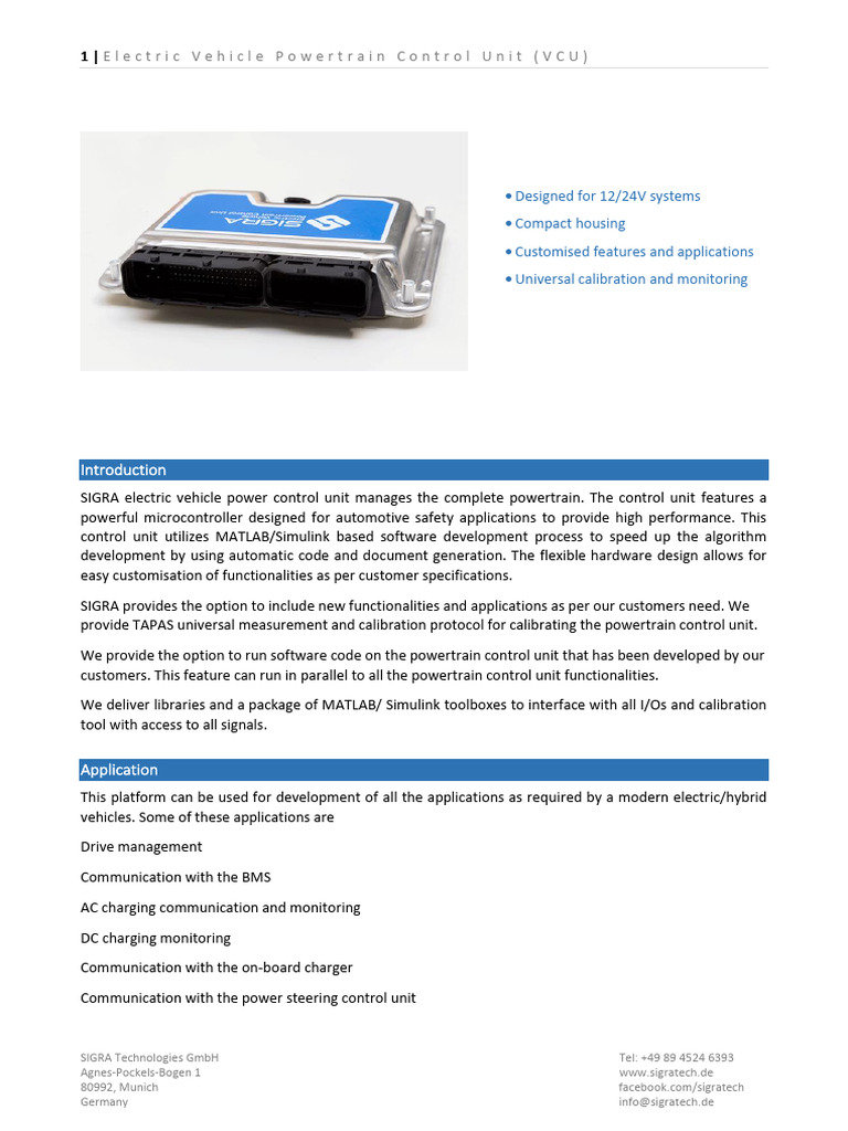 SIGRA Electric Vehicle VCU Overview | PDF | Analog To Digital Converter ...