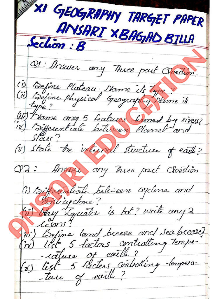 Xi - Geography Target Paper 2025 | PDF