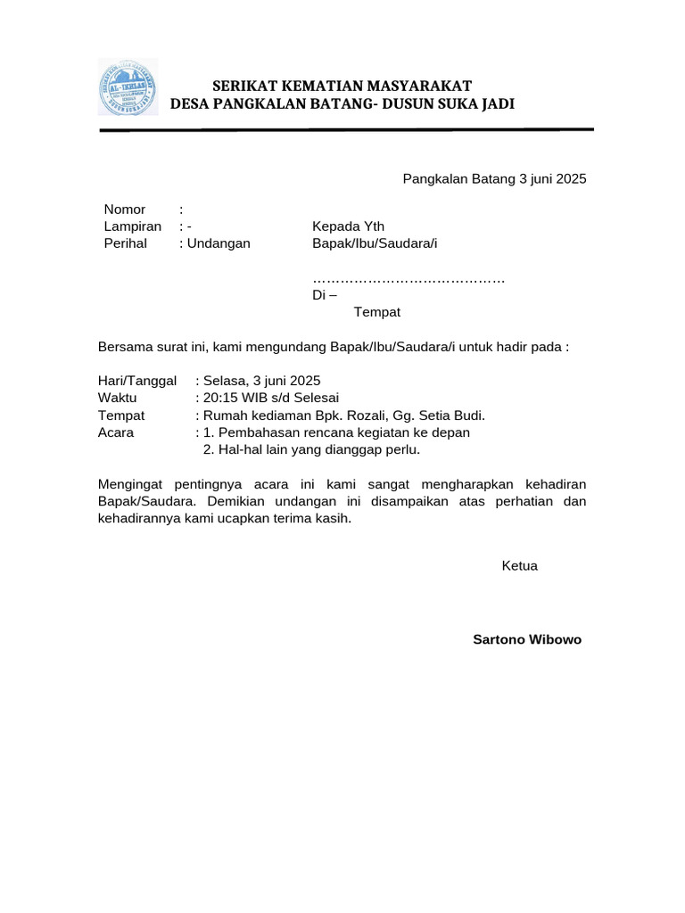 Surat Undangan 2 Lembar A5 Bisa Dicetak 1 Kertas A4 | PDF