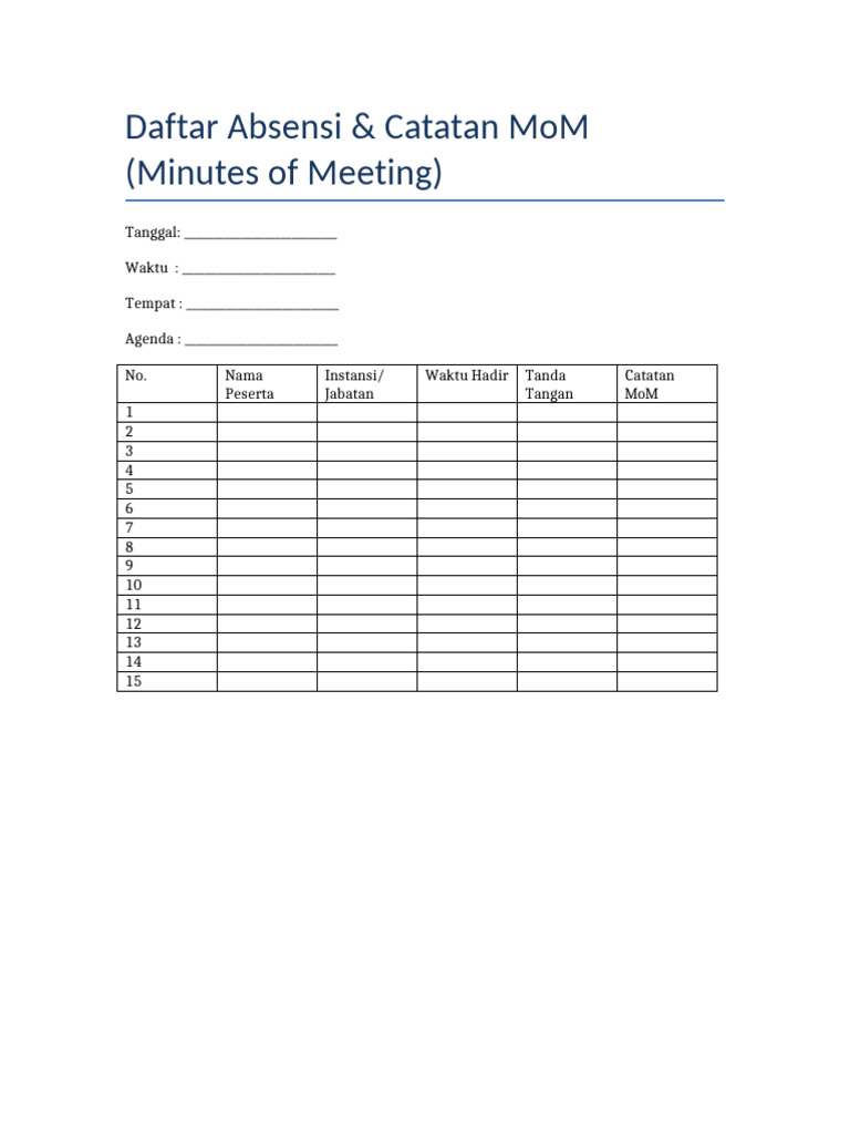 Absensi Dan MoM Meeting | PDF
