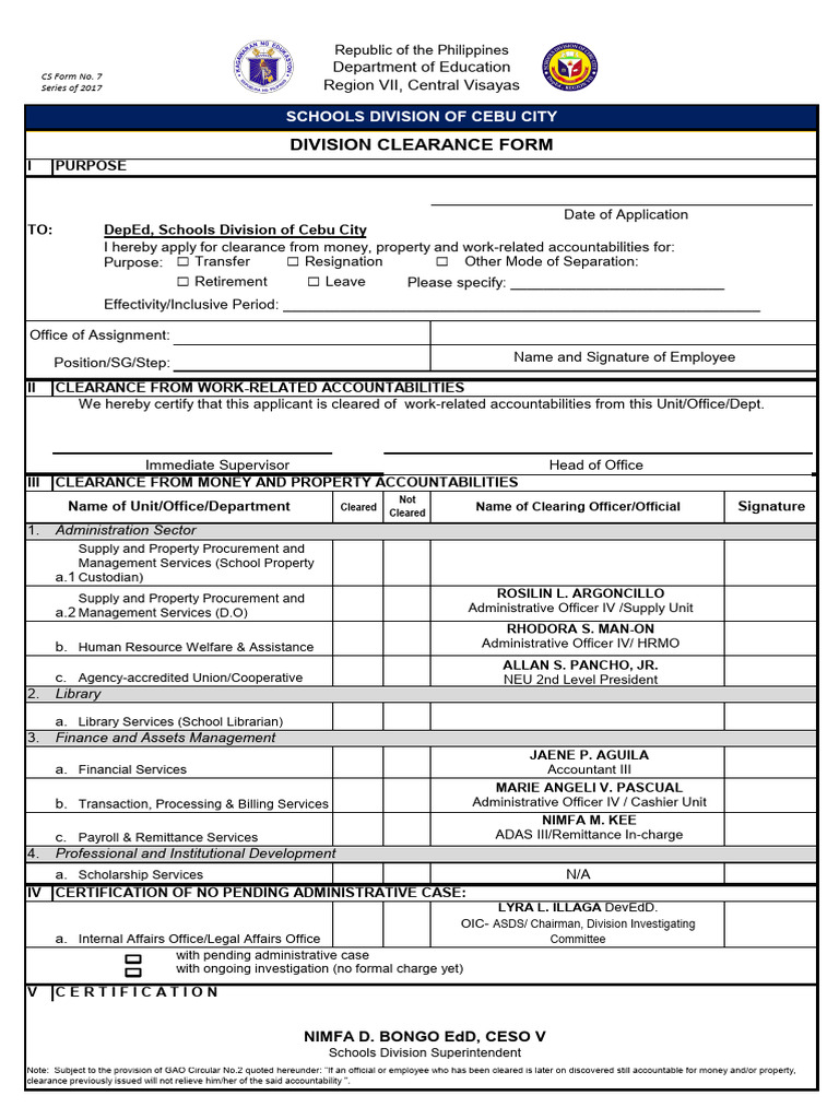 Cs Form 7 Clearance-Template 2025 CCD | PDF | Business