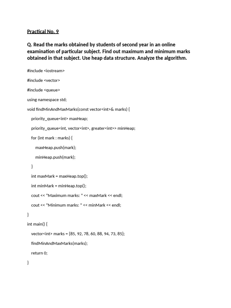 Find Max & Min Marks Using Heaps | PDF